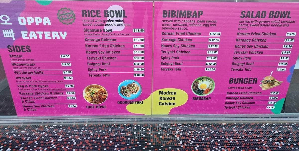 Menu at Oppa Eatery restaurant, Bedford Park