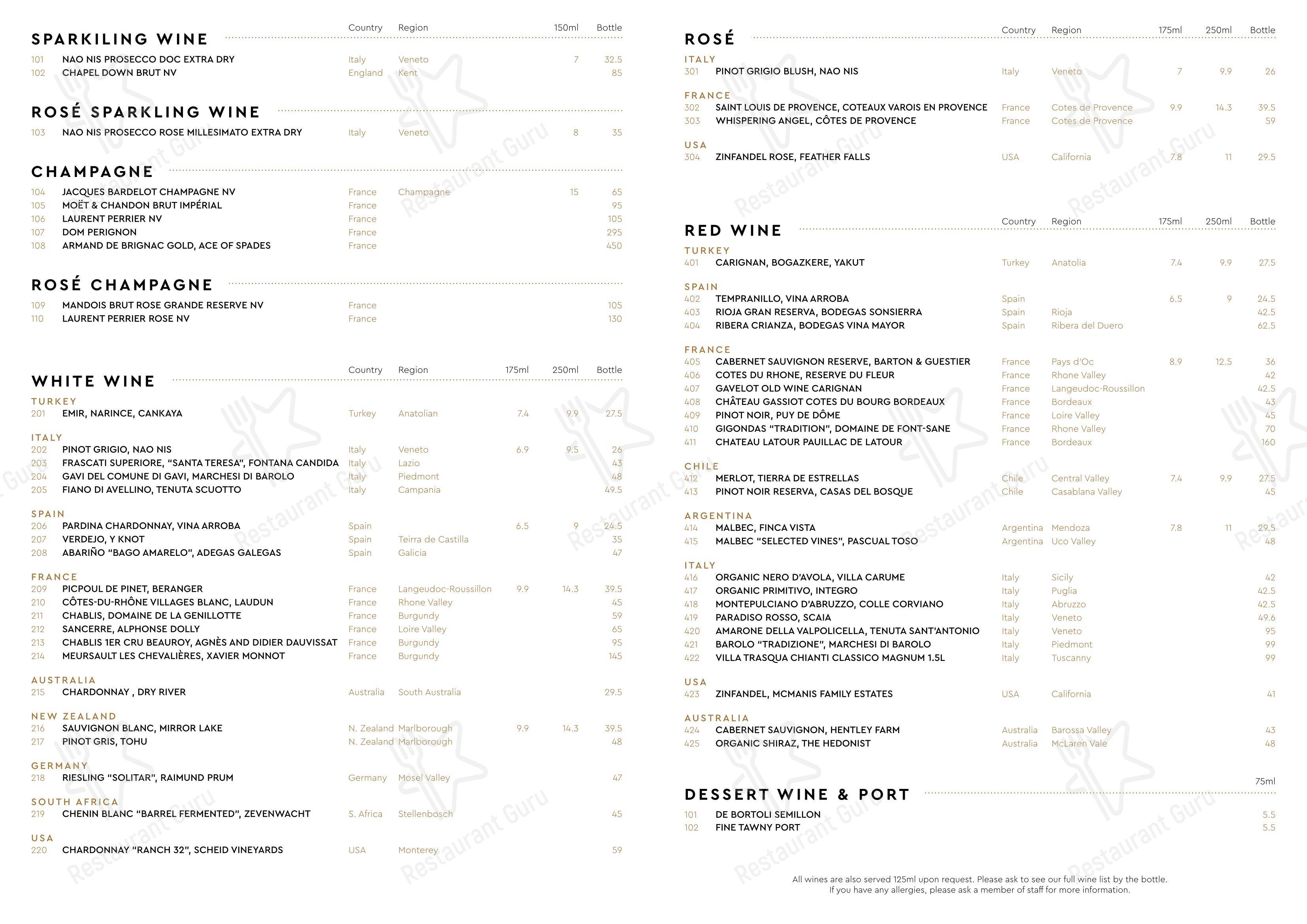 Menu at Opuz Aylesbury pub & bar, Aylesbury