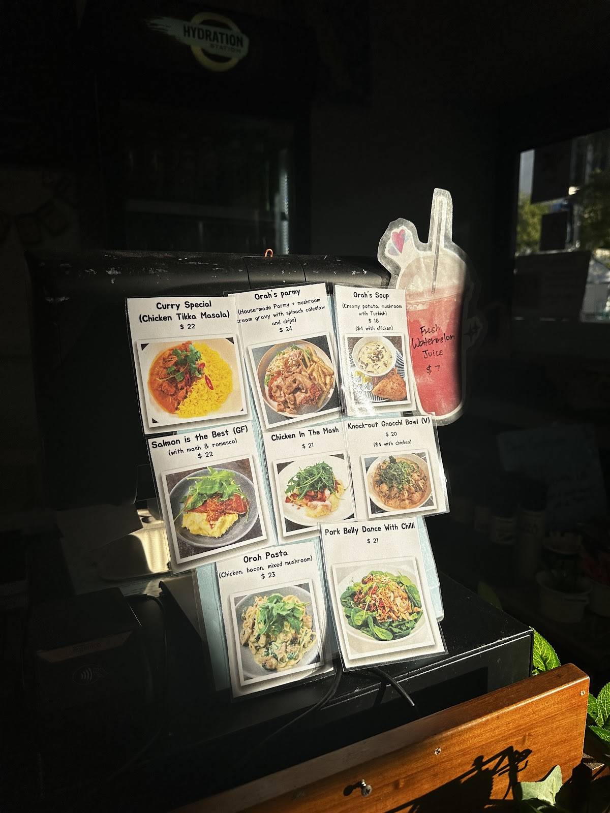 Menu at Orah Cafe, Perth