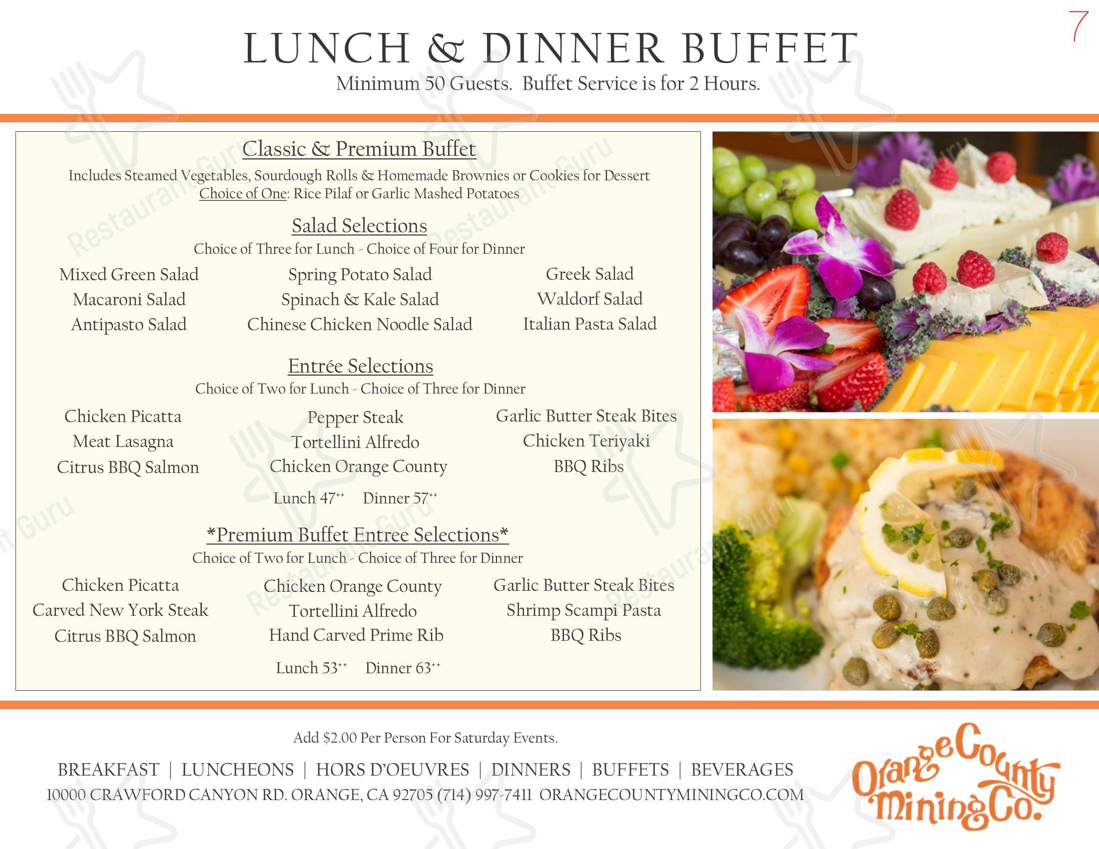 Menu at Orange County Mining Co pub & bar, North Tustin