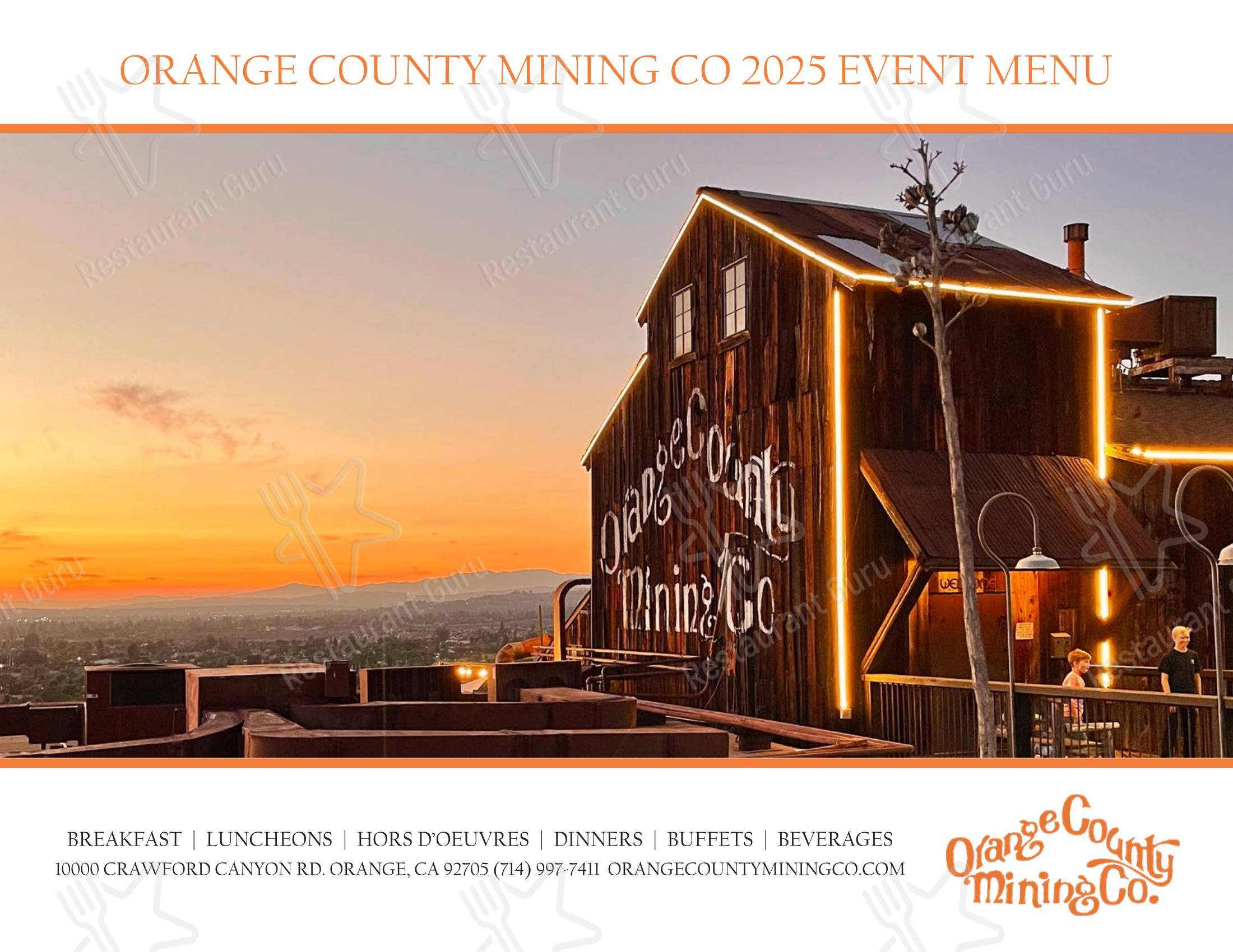 Menu at Orange County Mining Co pub & bar, North Tustin