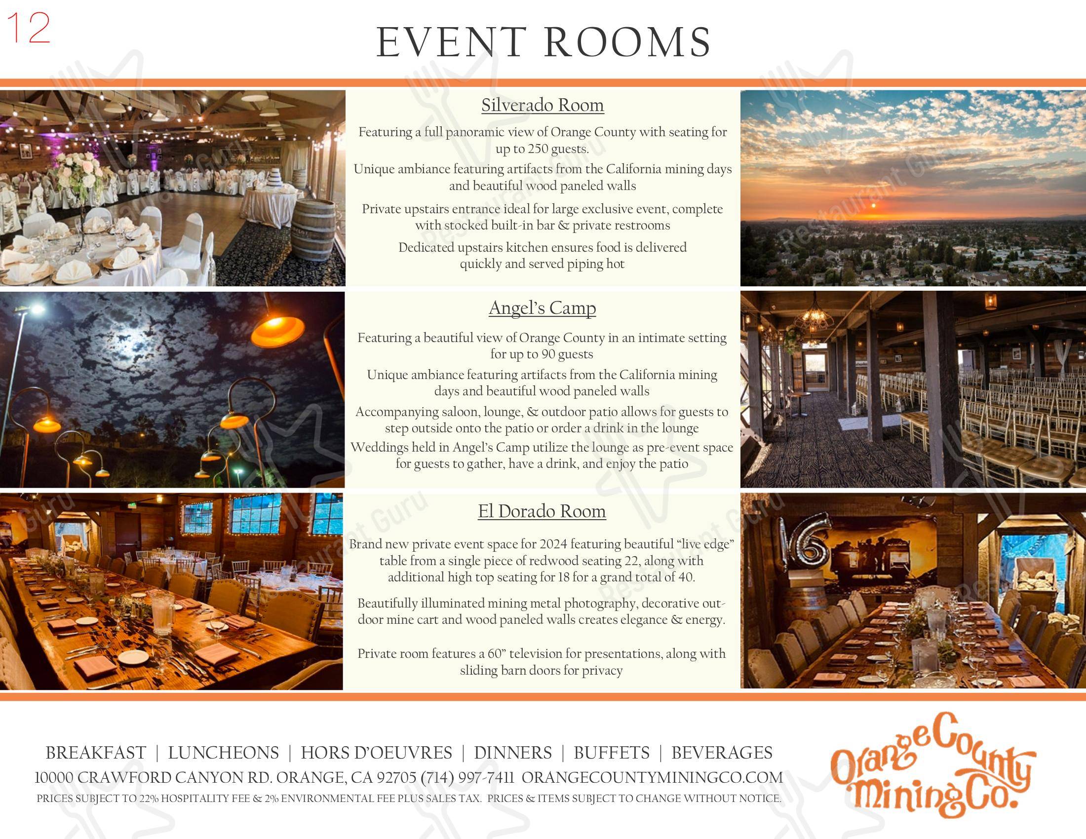 Menu at Orange County Mining Co pub & bar, North Tustin
