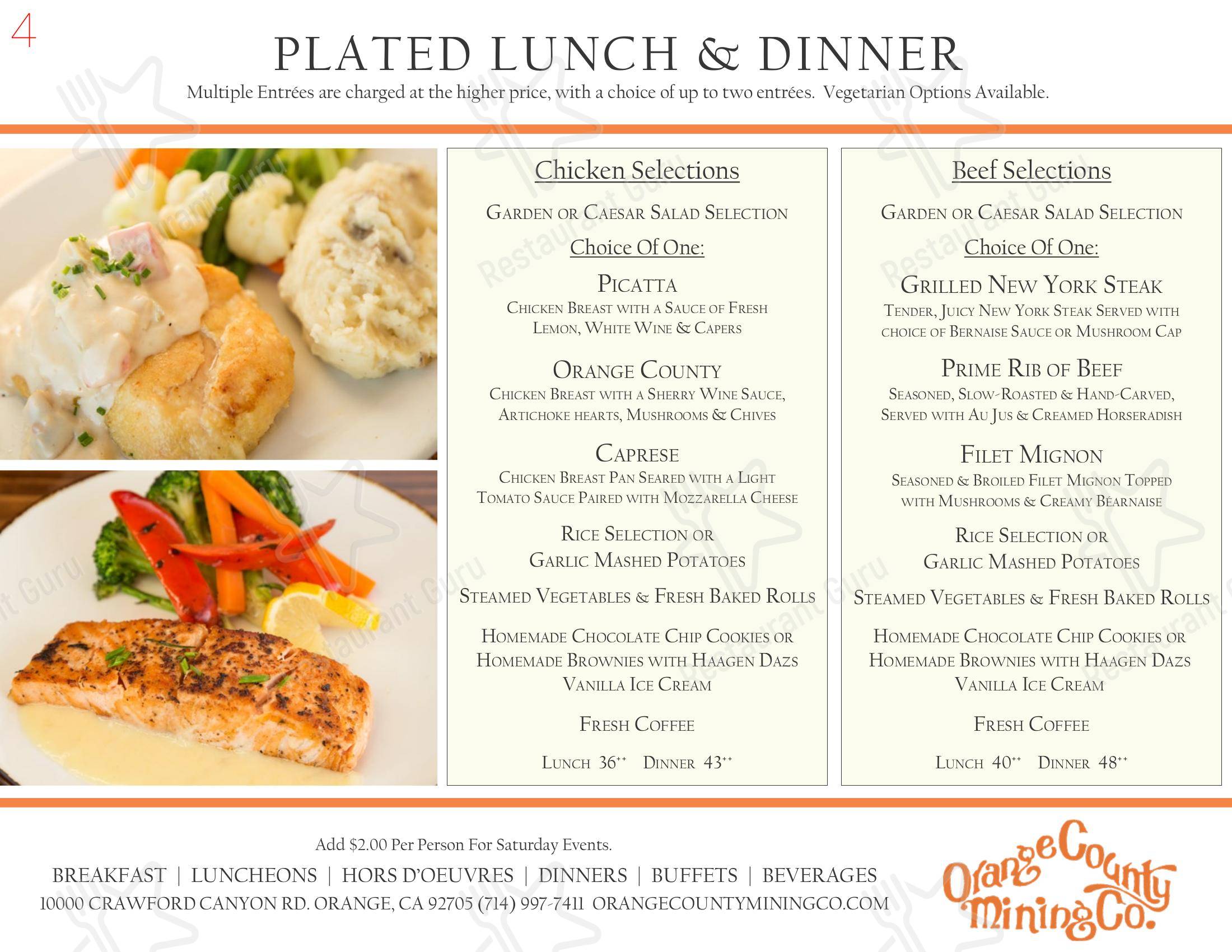 Menu at Orange County Mining Co pub & bar, North Tustin