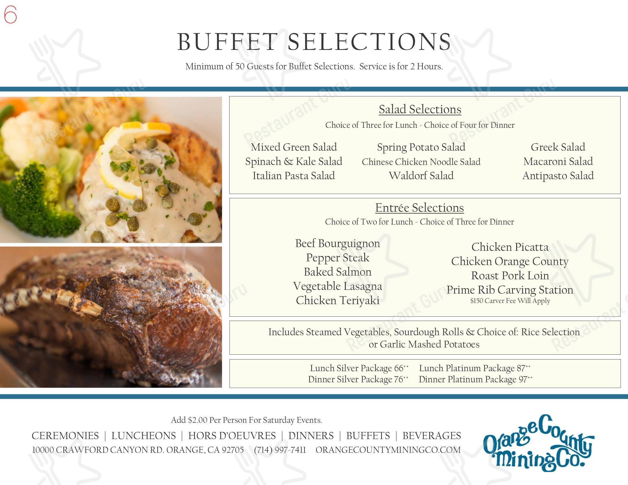 Menu at Orange County Mining Co pub & bar, North Tustin