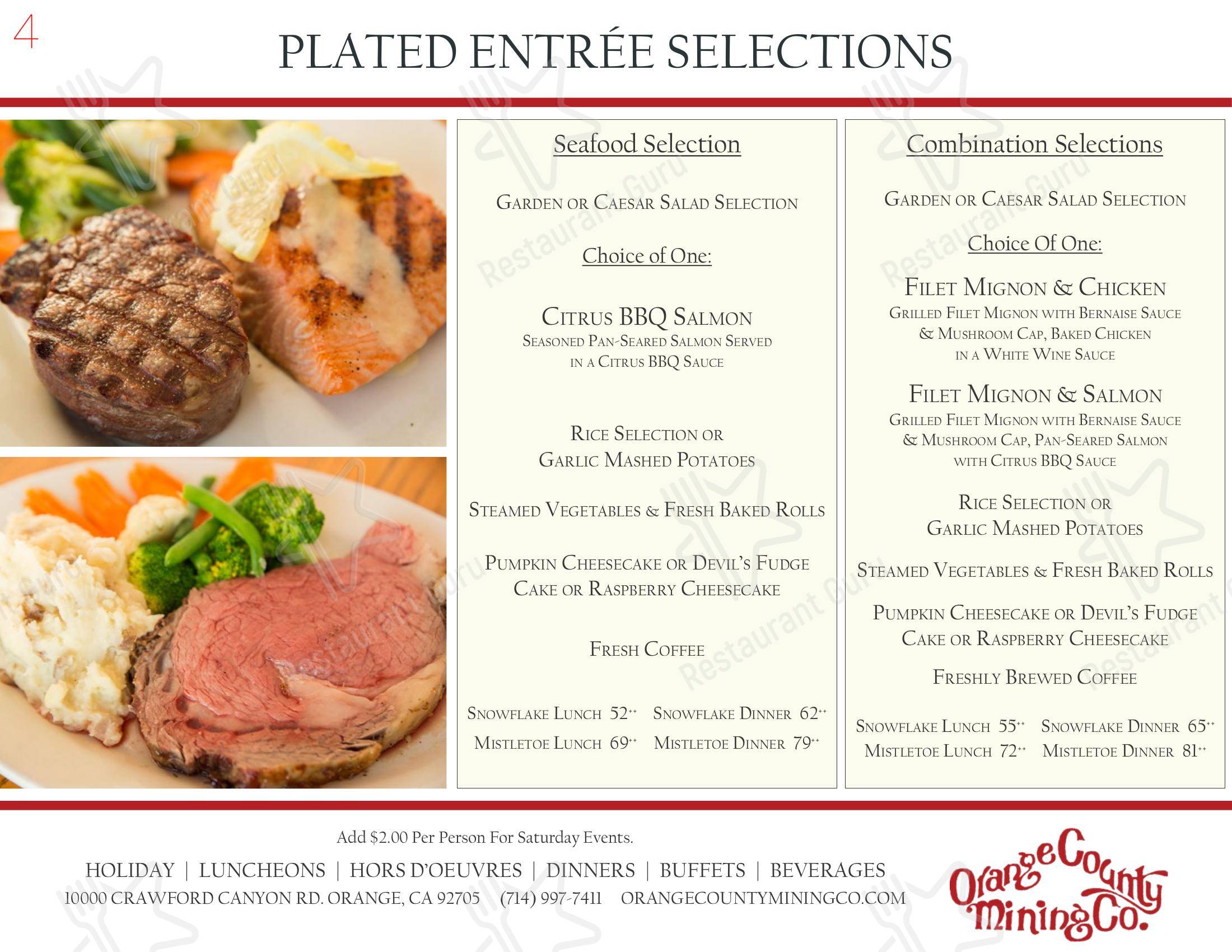 Menu at Orange County Mining Co pub & bar, North Tustin
