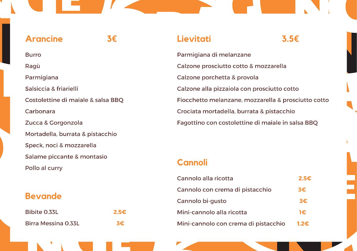 Menu da Orange-ini ristorante, Trieste, Via Malcanton