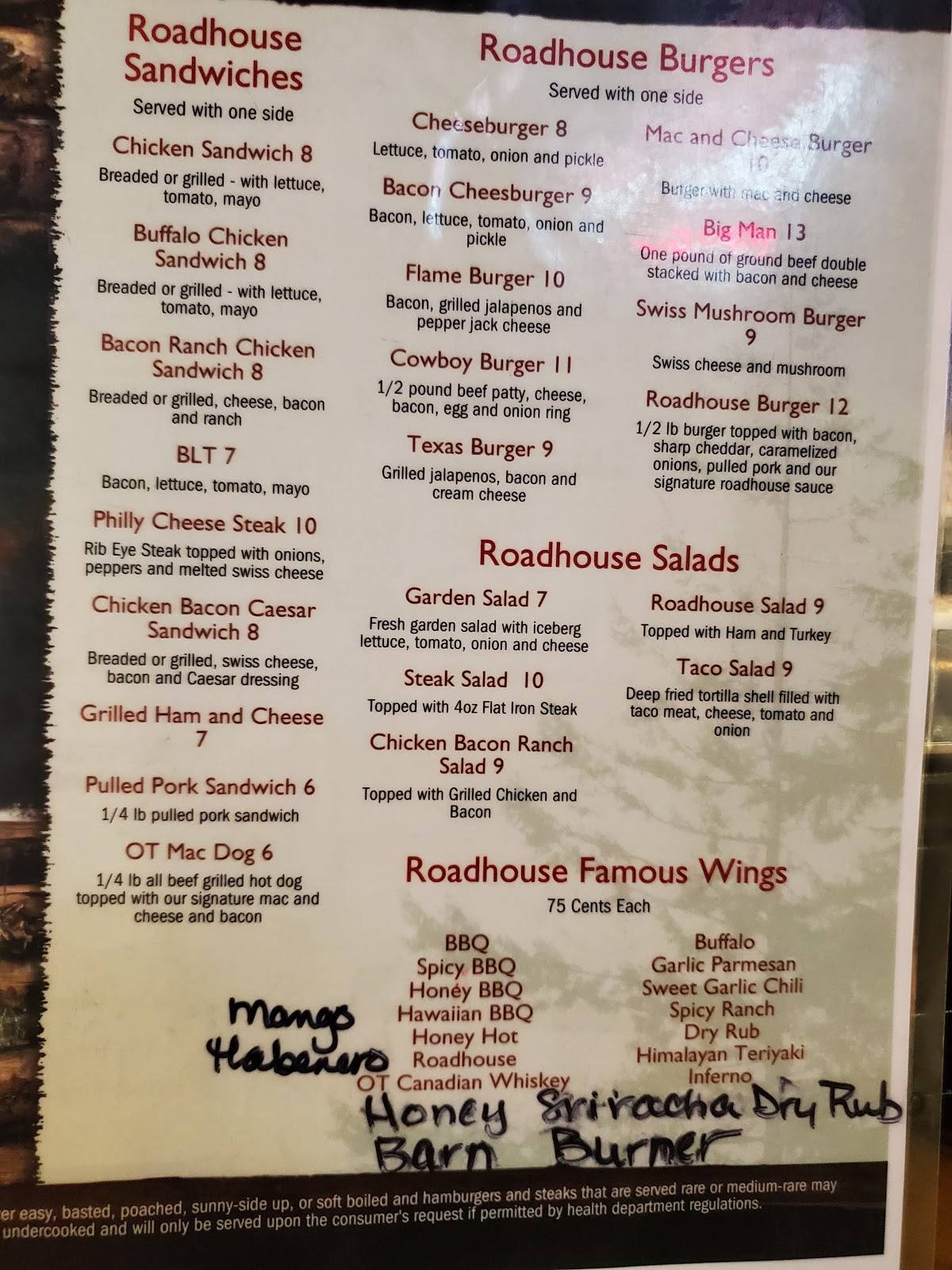 Menu at Oregon Trail Roadhouse pub & bar, Gering