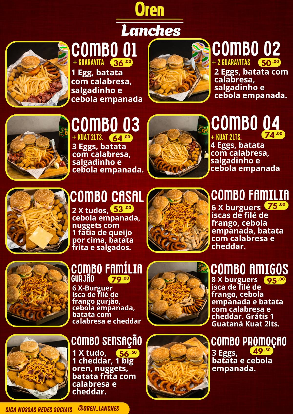 Menu em Oren lanches restaurante, Duque de Caxias