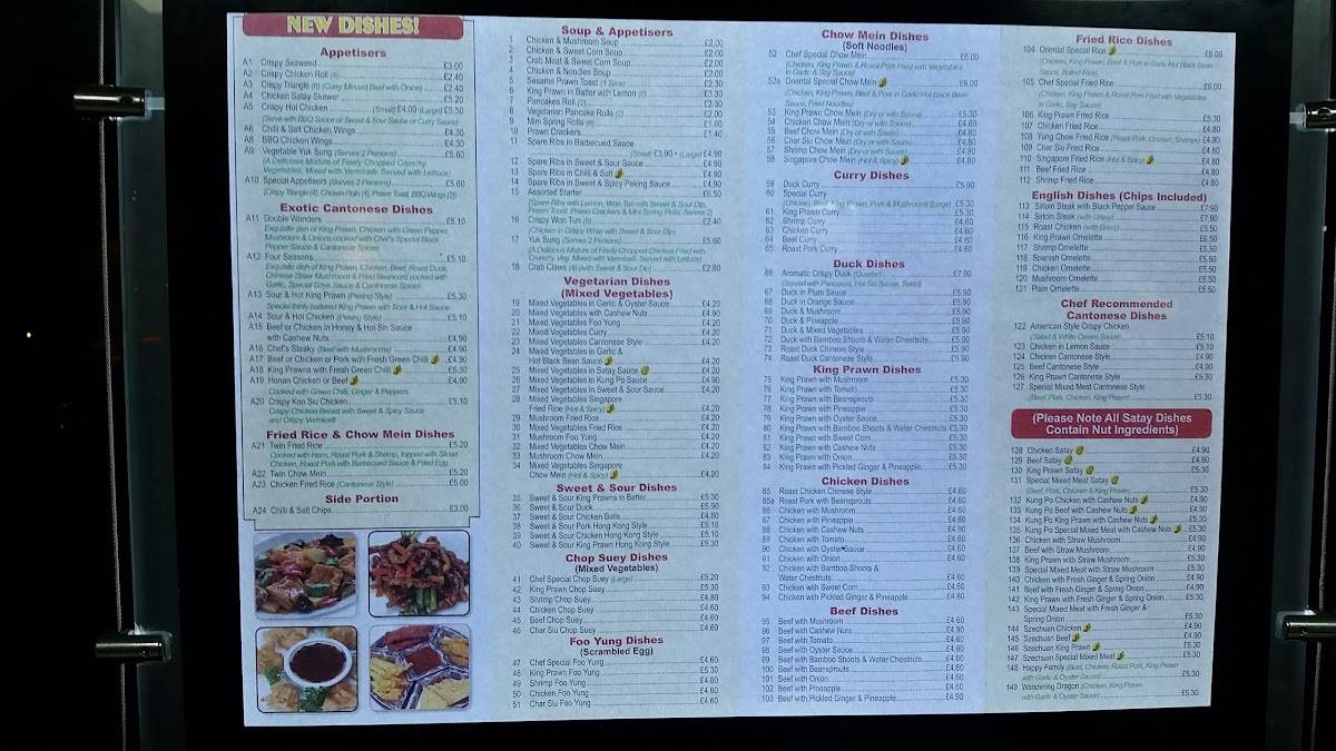 Menu at Oriental Chef restaurant, Leicester, 54 Rosemead Dr