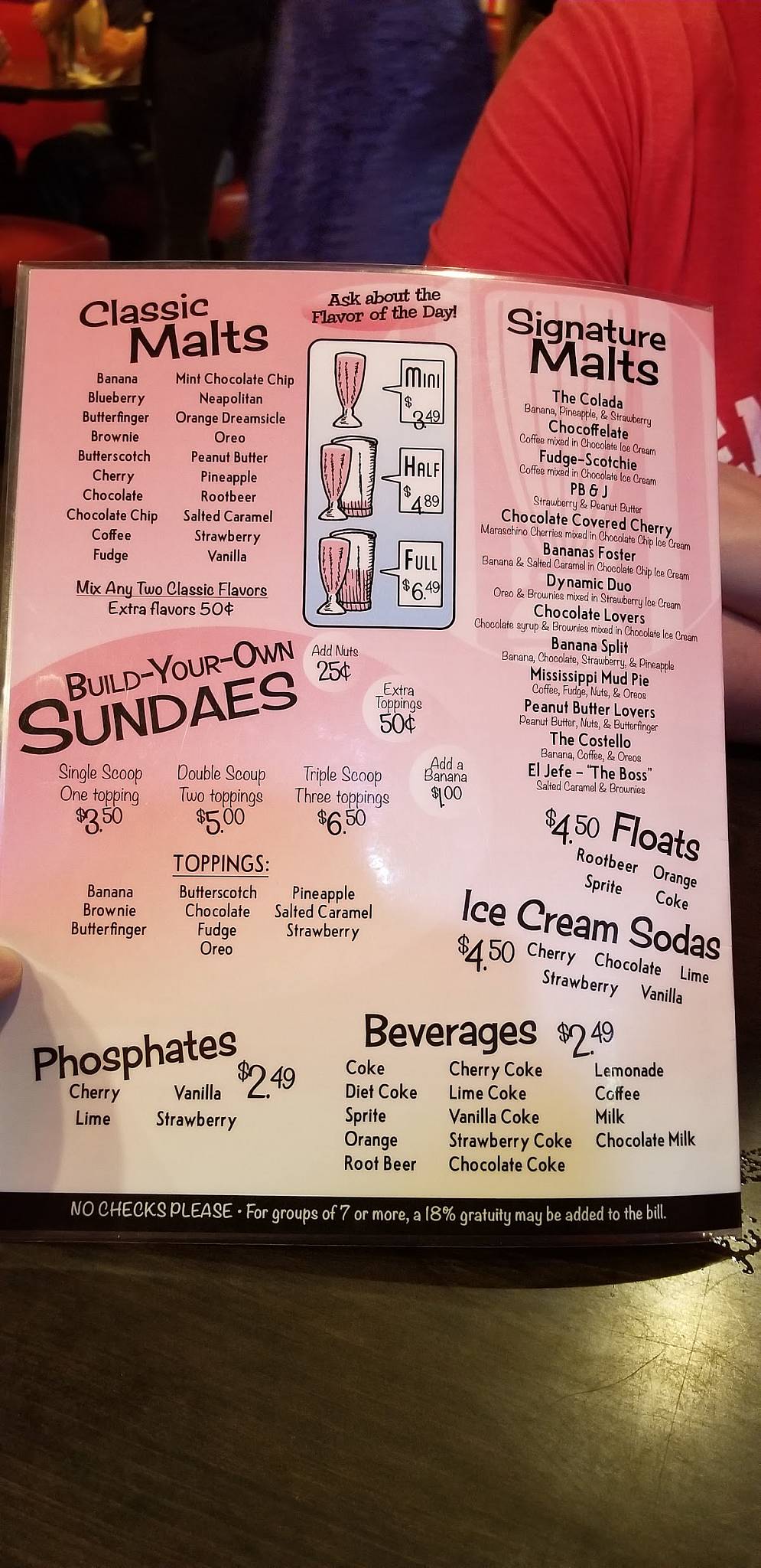 Menu at Original Malt Shop restaurant, Saint Paul, Larpenteur Ave W