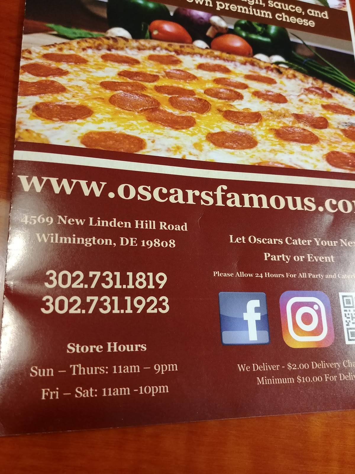 Menu at Oscar's Famous Pizzeria, Pike Creek