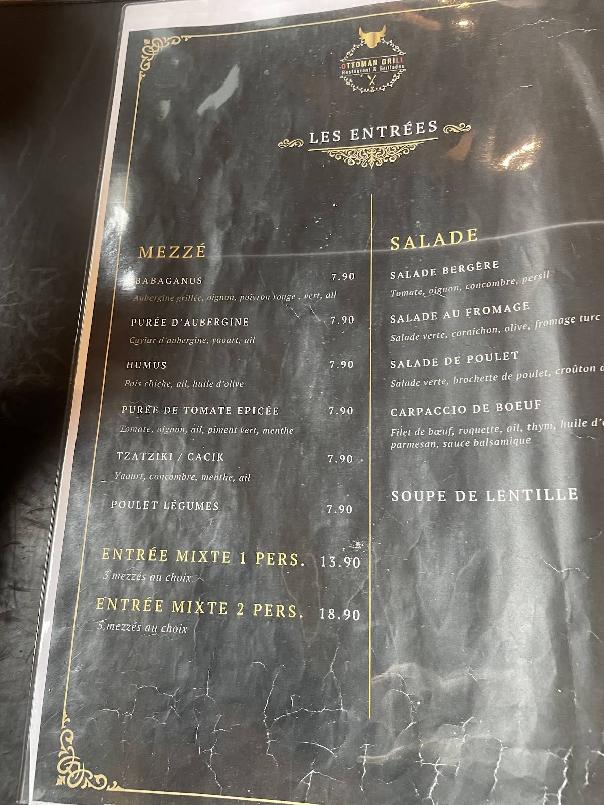 Menu au Ottoman Grill restaurant, Saint-Gratien