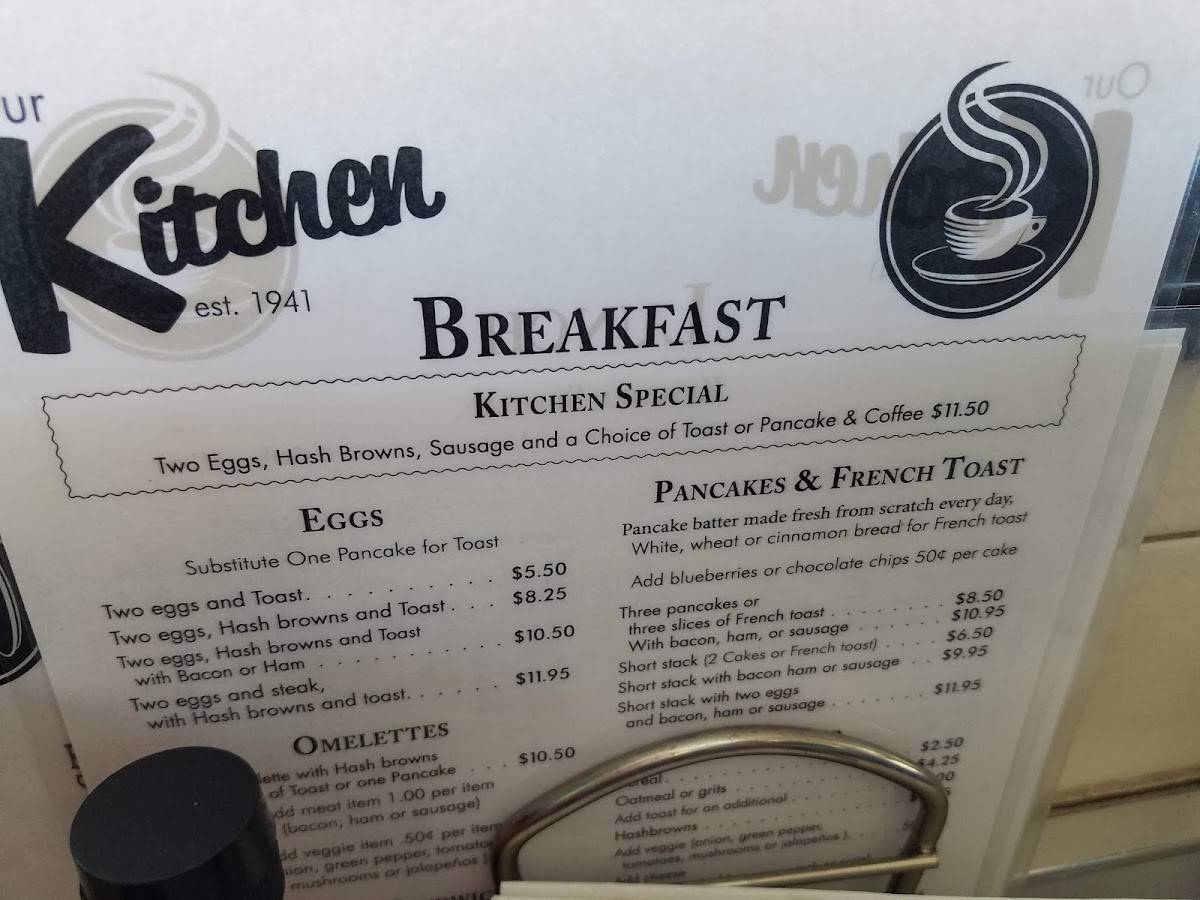 Menu at Our Kitchen restaurant, Minneapolis