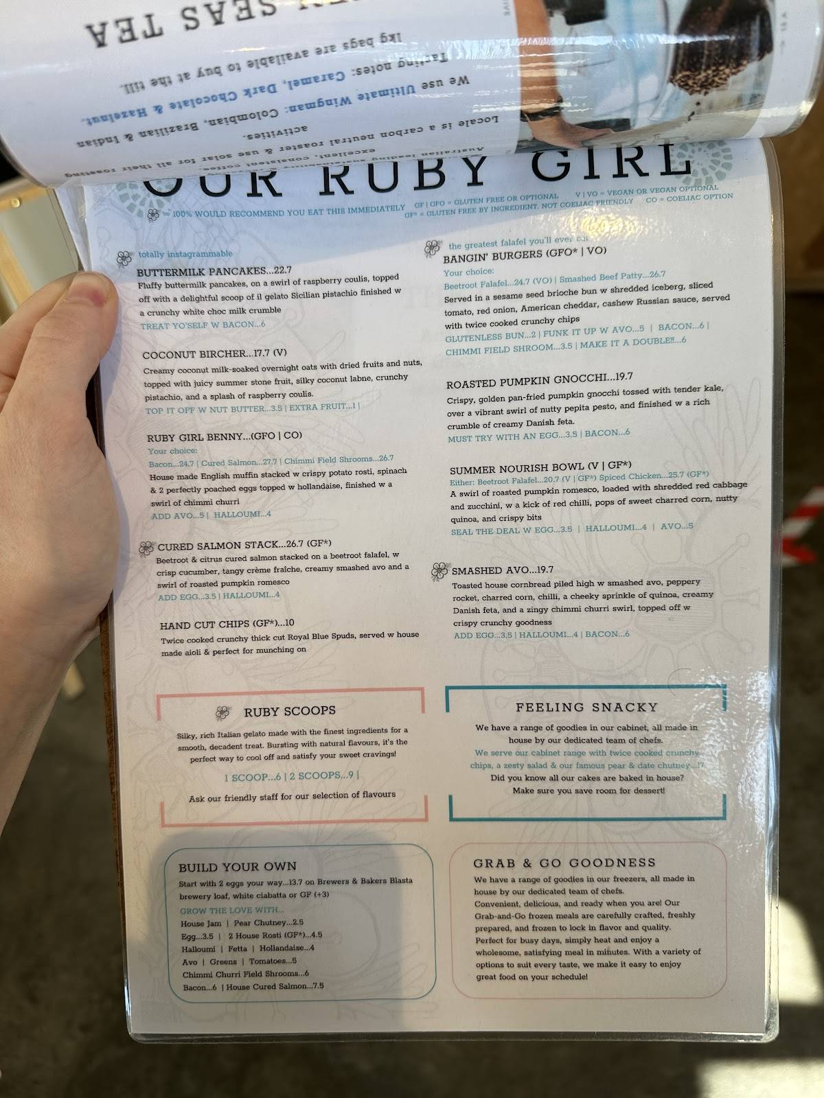 Menu at Our Ruby Girl cafe, Como