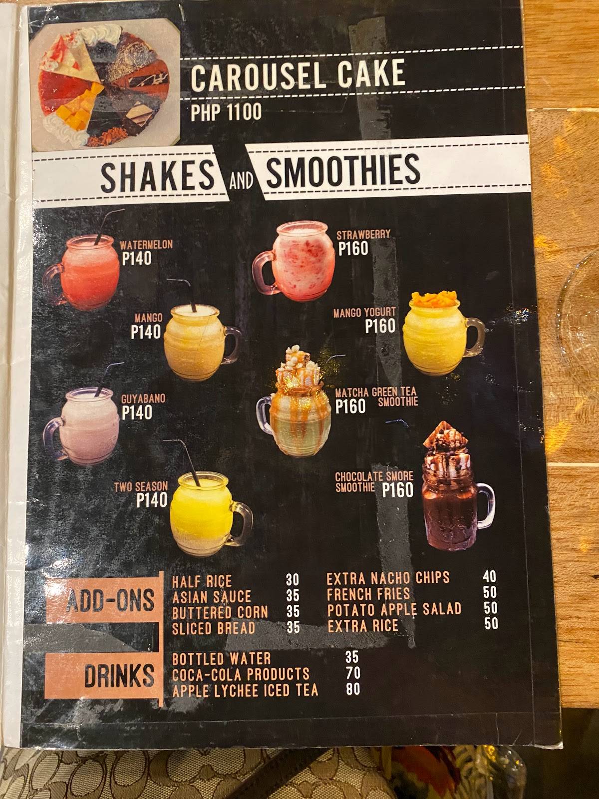 Menu at Out of Nowhere Kitchen Ecoland Branch restaurant, Davao City