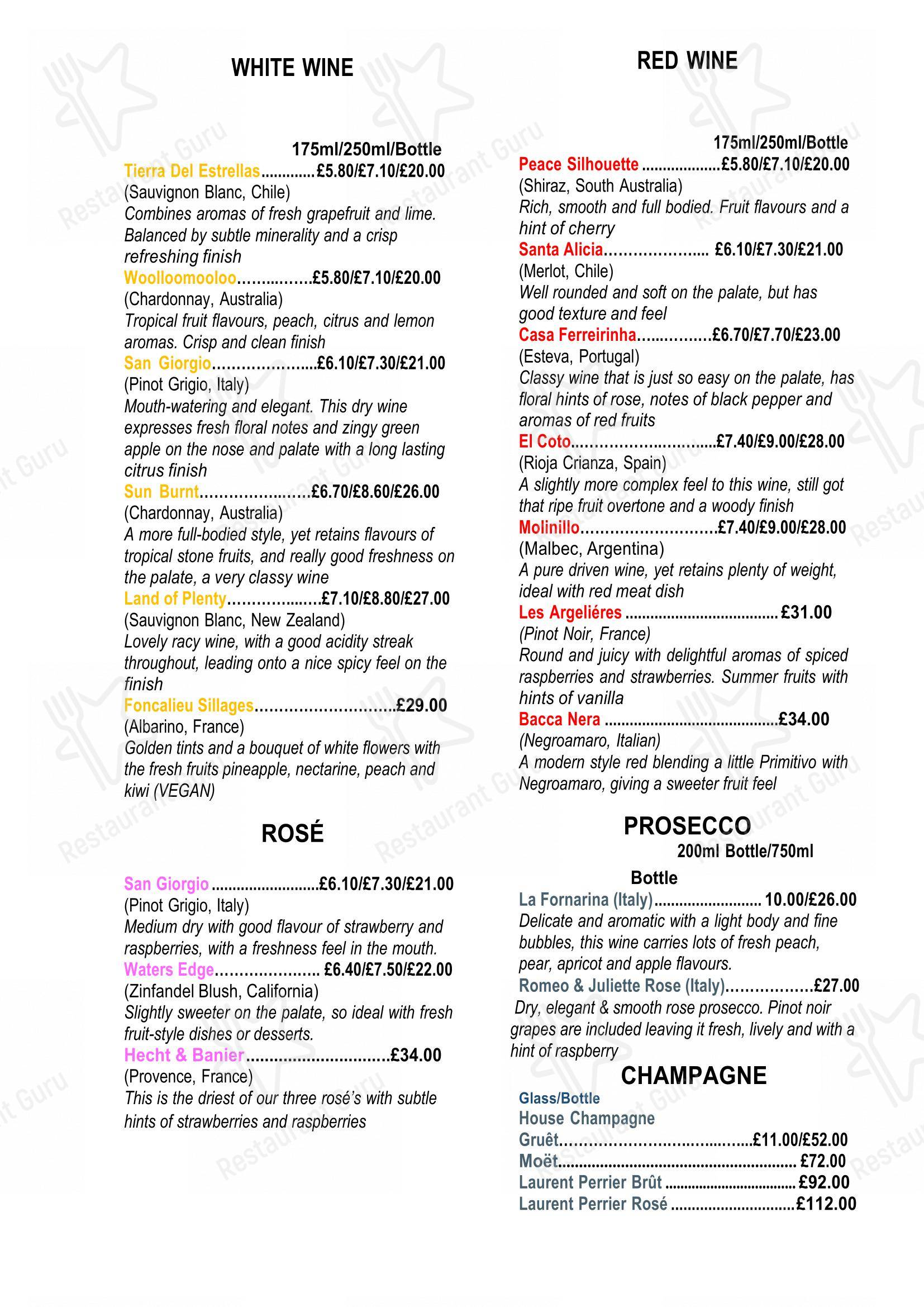 Menu at Owens restaurant, Ramsbottom
