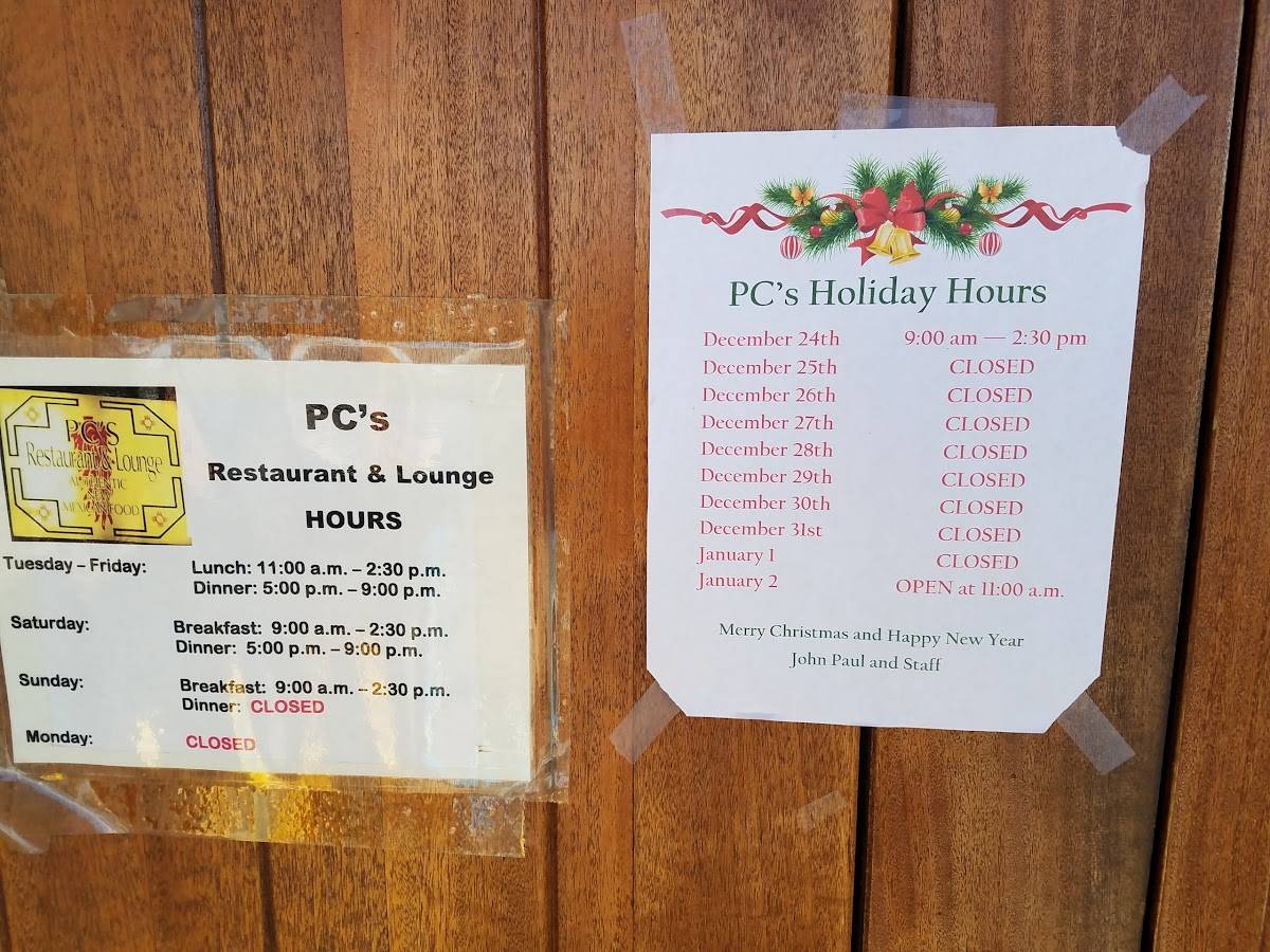 Menu at PC's Restaurant & Lounge, Santa Fe