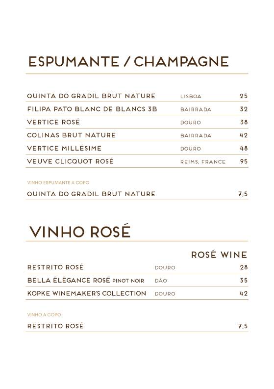Carta del restaurante P4 na Baixa, Oporto