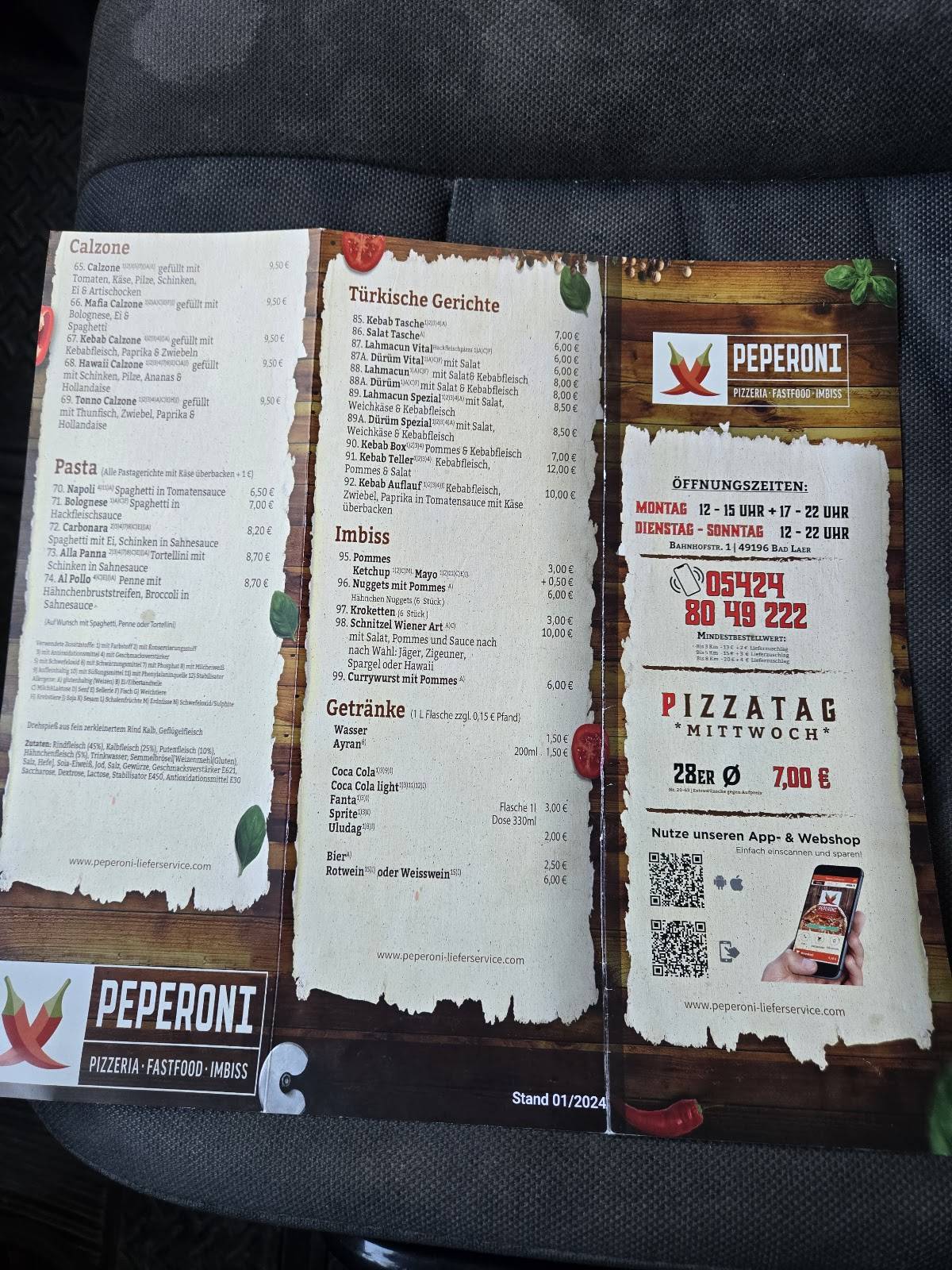 Speisekarte von PEPERONI restaurant, Bad Laer