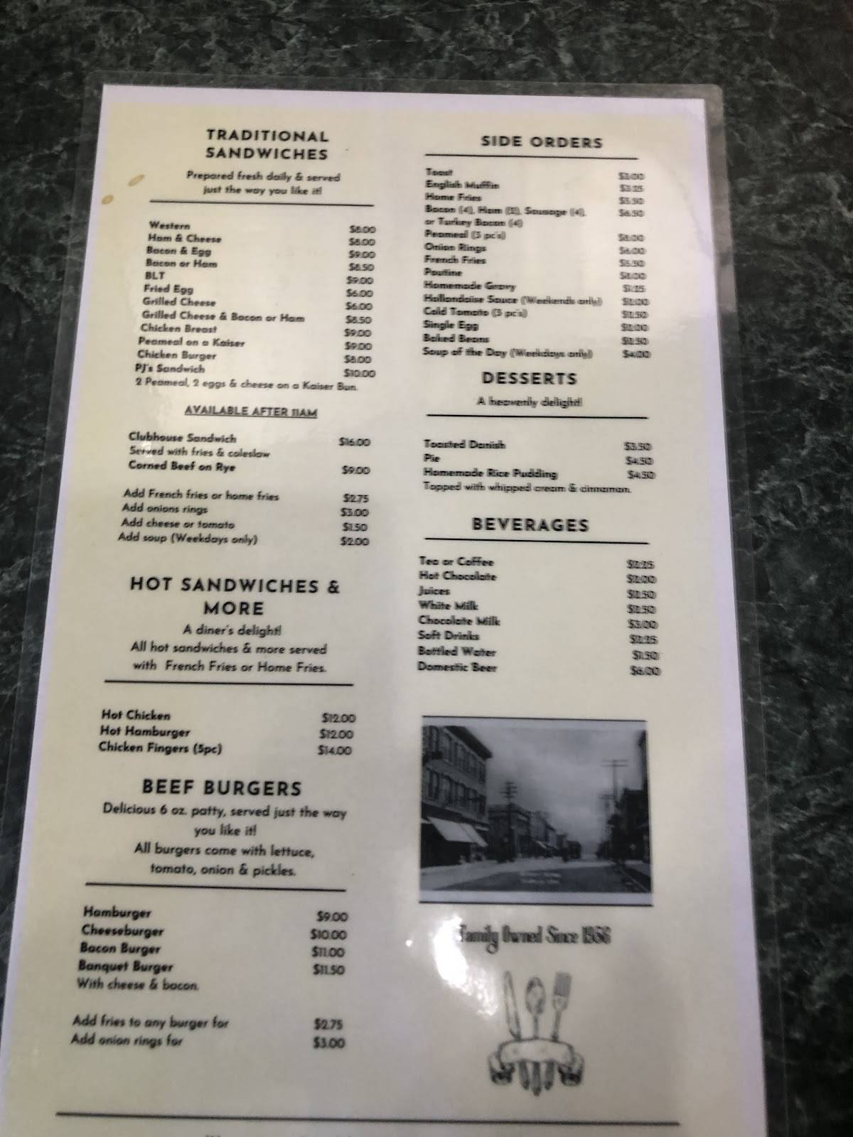 Menu at PJ'S Restaurant, Whitby