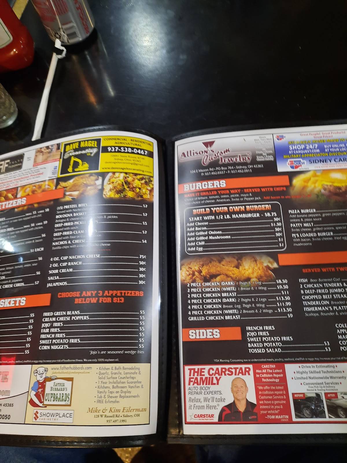 Menu at PJ's Stop 47 restaurant, Port Jefferson