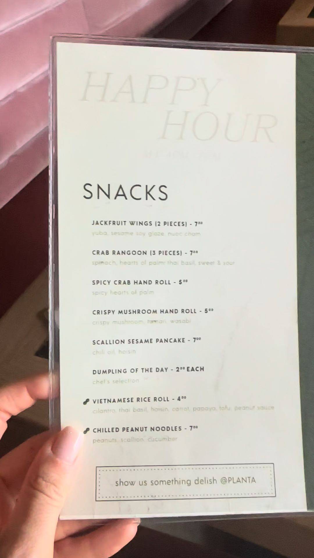 Menu at PLANTA Queen restaurant, Miami