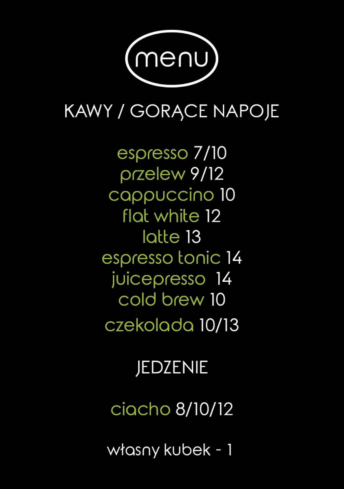 Carta de PLOT TWIST espresso bar, Poznań