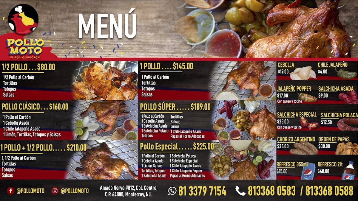 Menu at POLLO MOTO restaurant, Monterrey