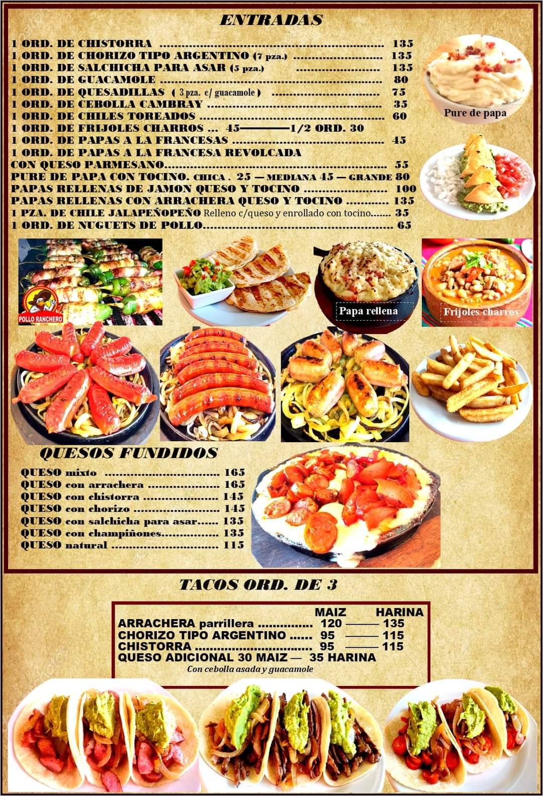 Carta del restaurante POLLO RANCHERO, Ciudad del Carmen, Av. Aviacion 1214