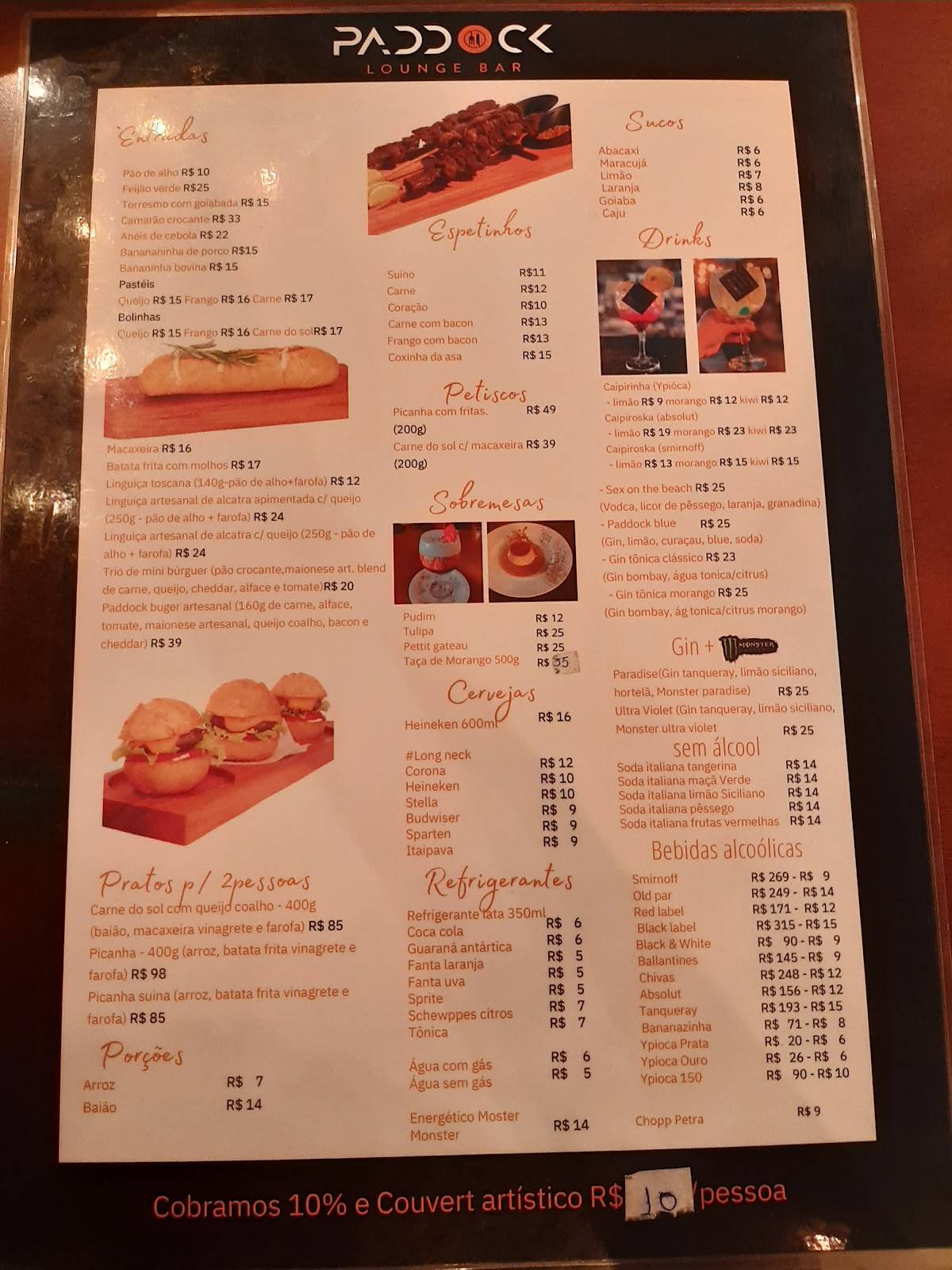 Carta de Paddock Loung Bar, Fortaleza