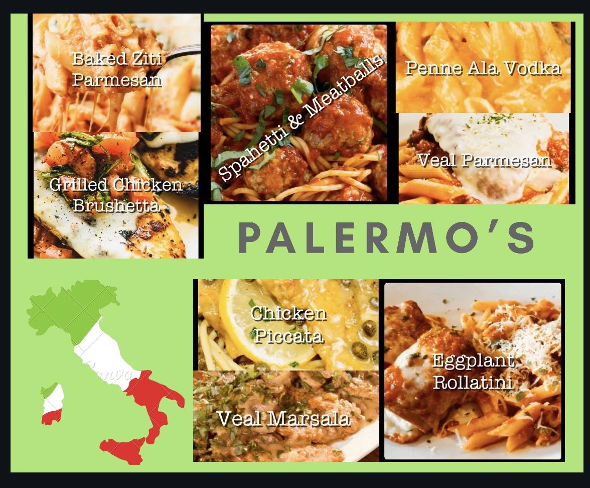 Menu at Palermo’s Italian Salumeria Deli pizzeria, Jersey City