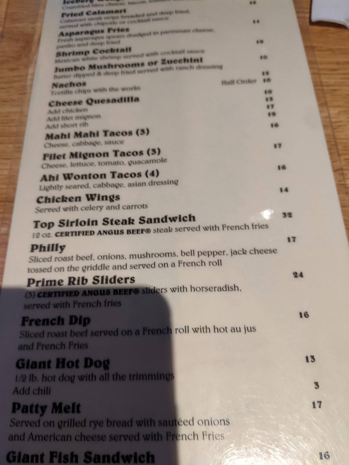 Menu at Cactus Jack's Bar & Grill, Palm Desert