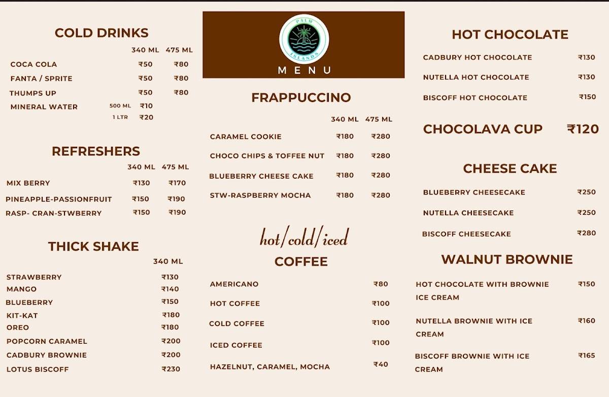 Menu at Palm island cafe, Bharuch