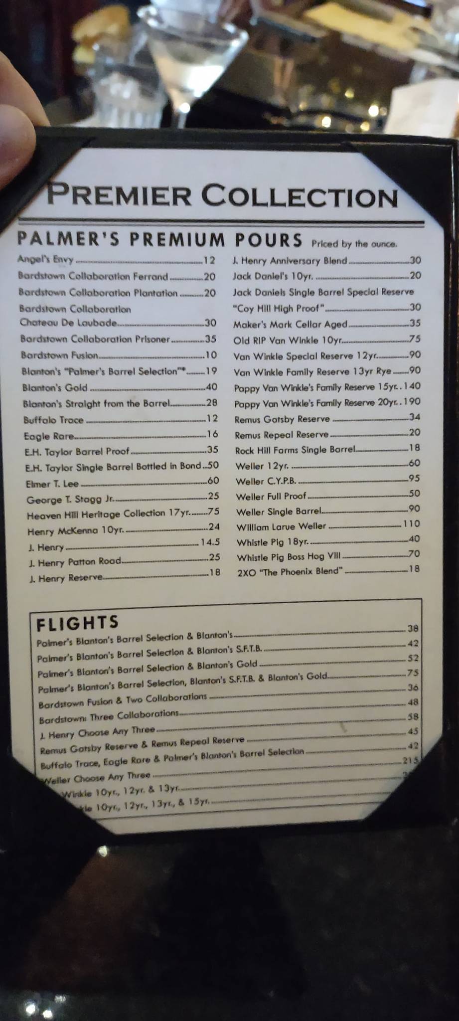 Menu at Palmer's Steakhouse, Hartland