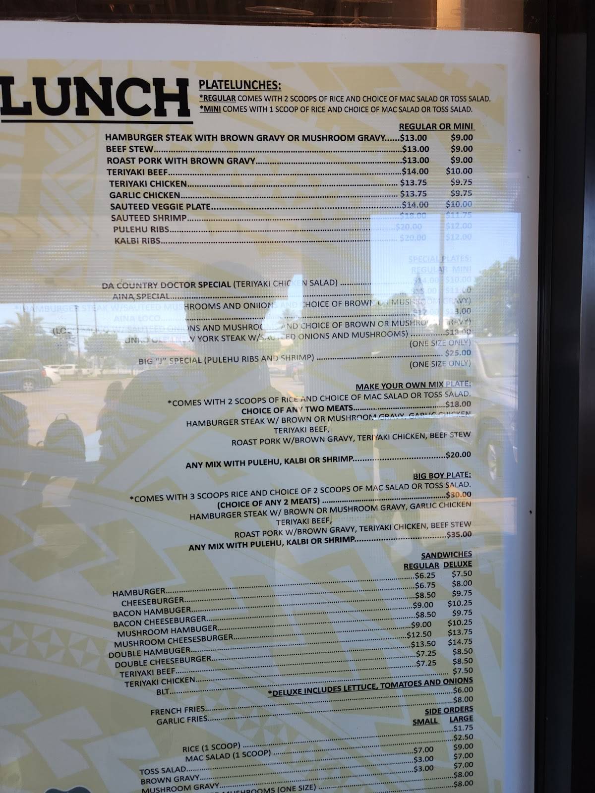Menu at Papa Ole's Kitchen restaurant, Hauula