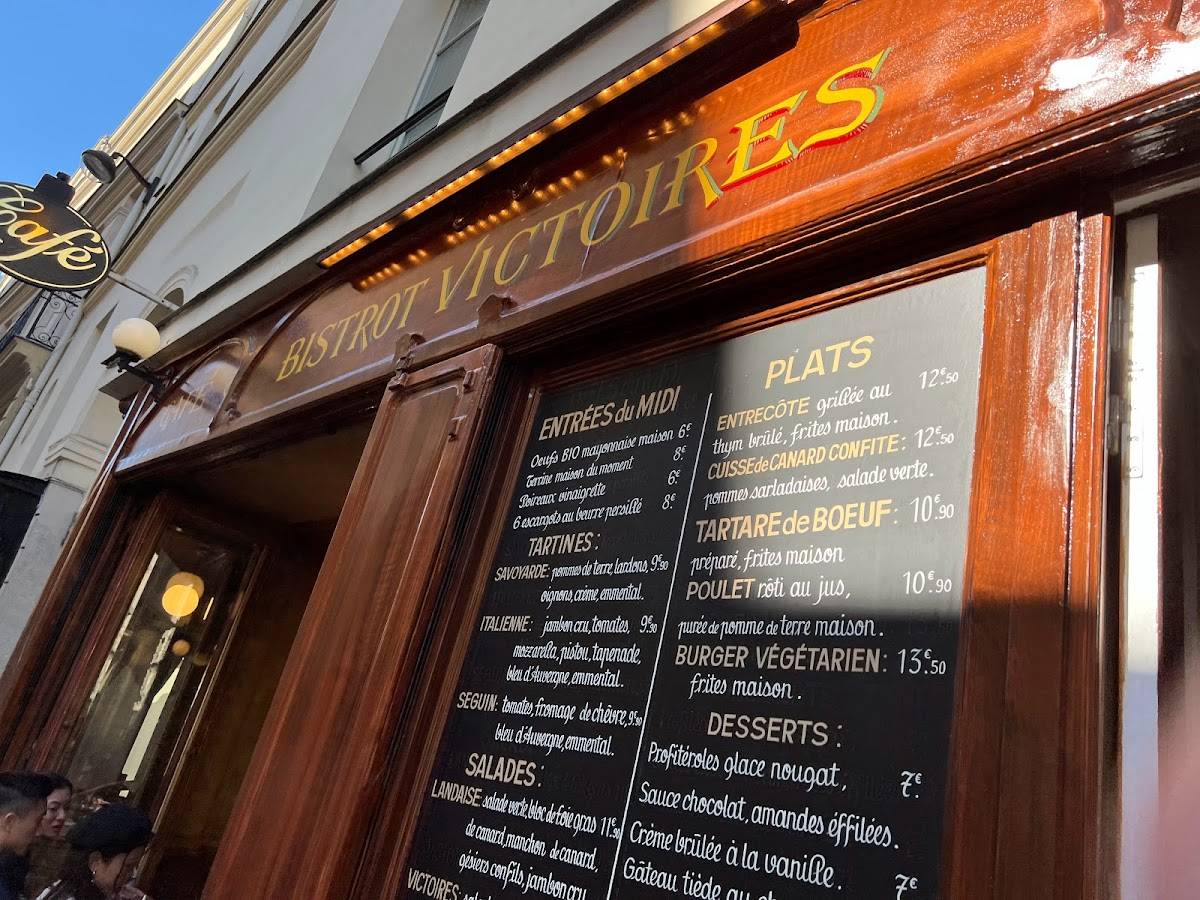 Menu at Bistrot Victoires restaurant, Paris, 6 Rue de la Vrillière