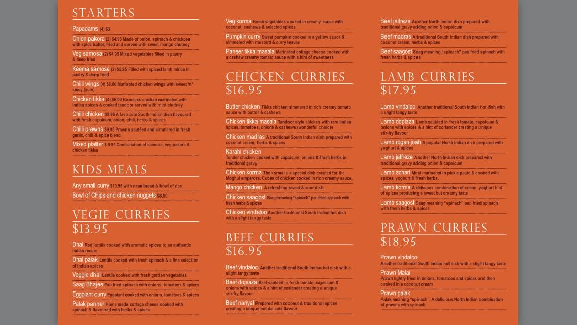 Menu at Eric's Table : The Fusion Food restaurant, Parkes