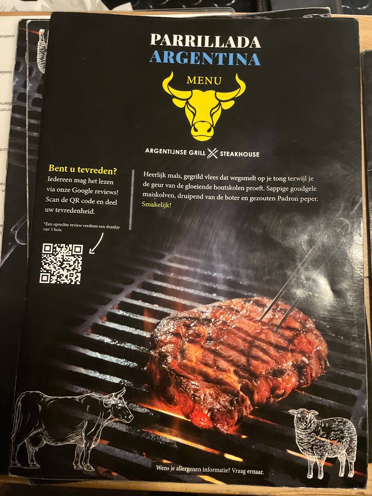 Menu at Parrillada Argentina Geel, Geel
