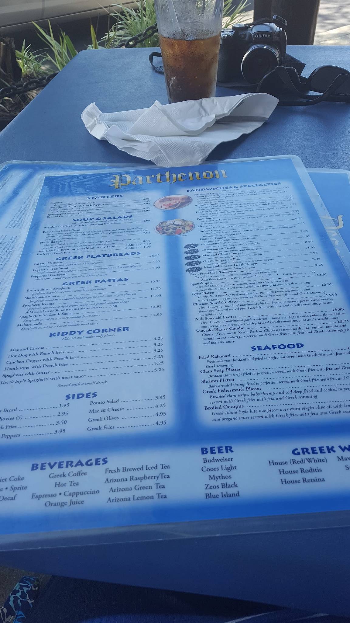 Menu at Parthenon Restaurant, Tarpon Springs