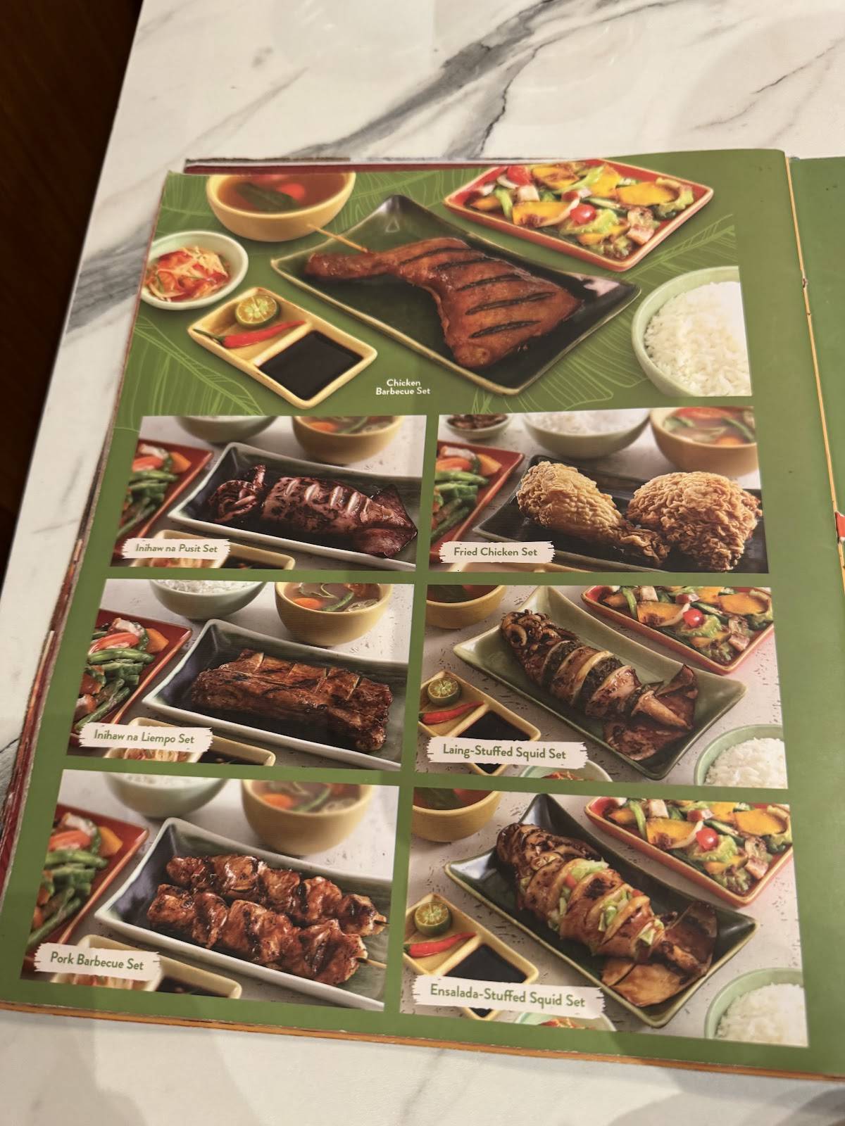 Menu at Lechoneria restaurant, Pasay