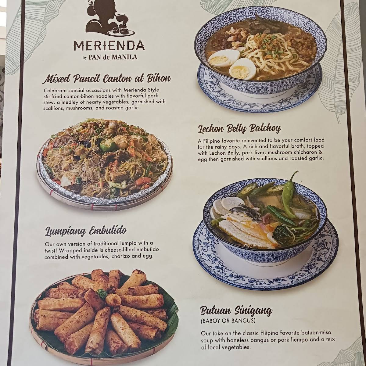 Menu at Merienda by Pan de Manila restaurant, Pasig