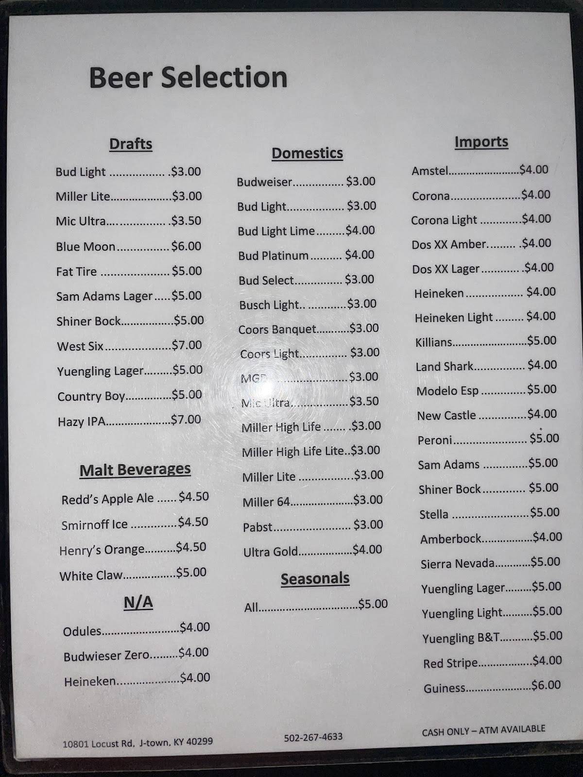 Menu at Passtime Fish House restaurant, Louisville