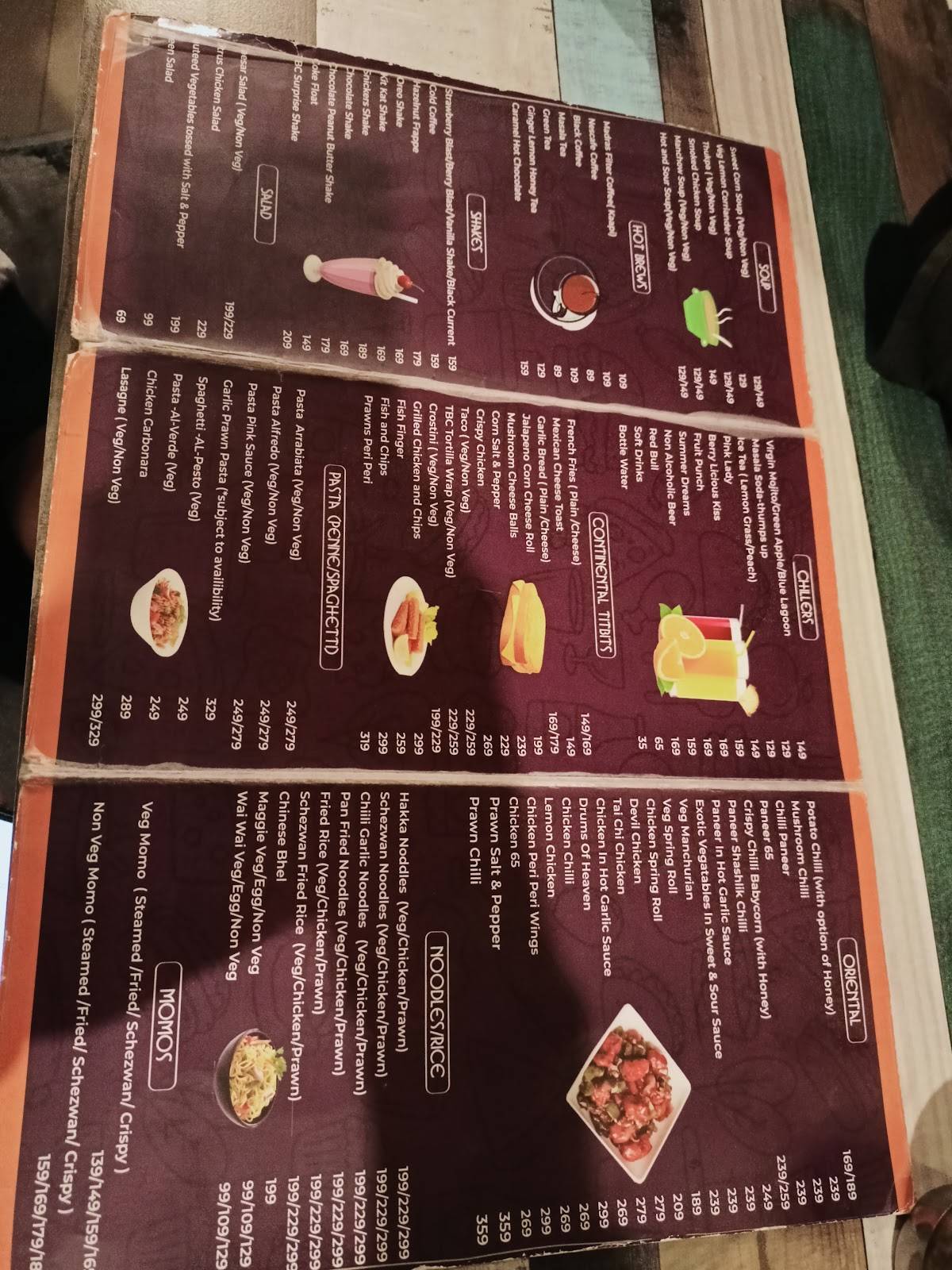Menu at The Boring Café, Patna