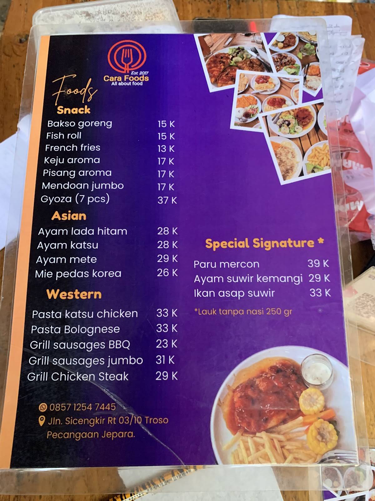 Menu at Cara Foods Jepara restaurant, Pecangaan