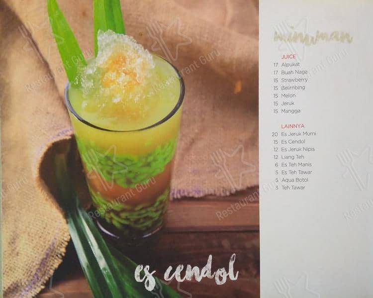 Menu at Pecel Merapi Cabang Pontianak restaurant, North Jakarta