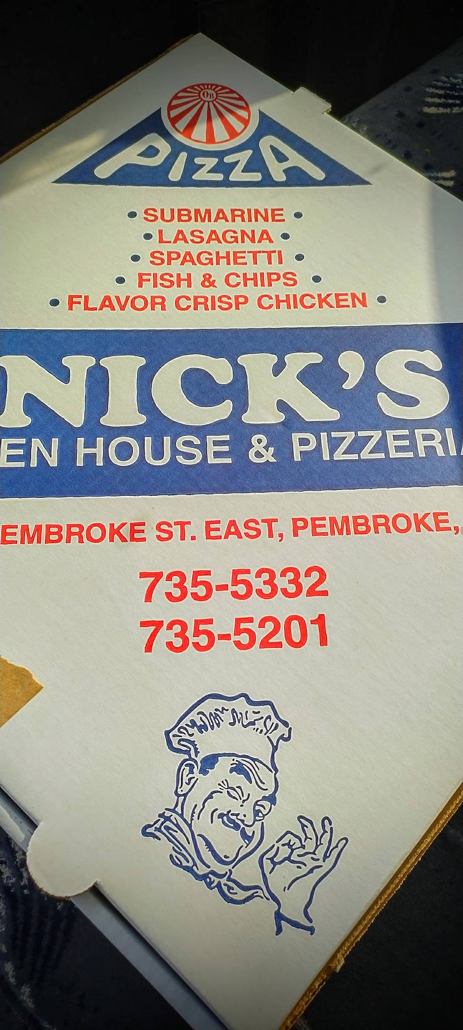 Menu at Nick's Chicken House & Pizzeria, Pembroke