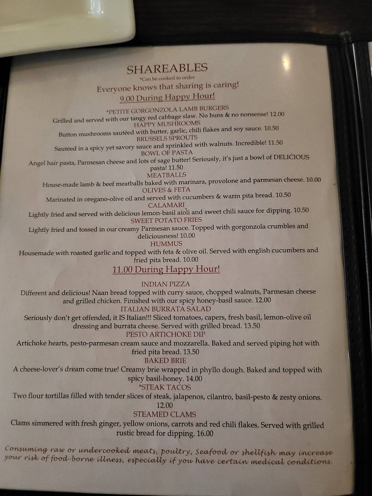 Menu at Pentagon Bistro & Martini Bar, Liberty Lake
