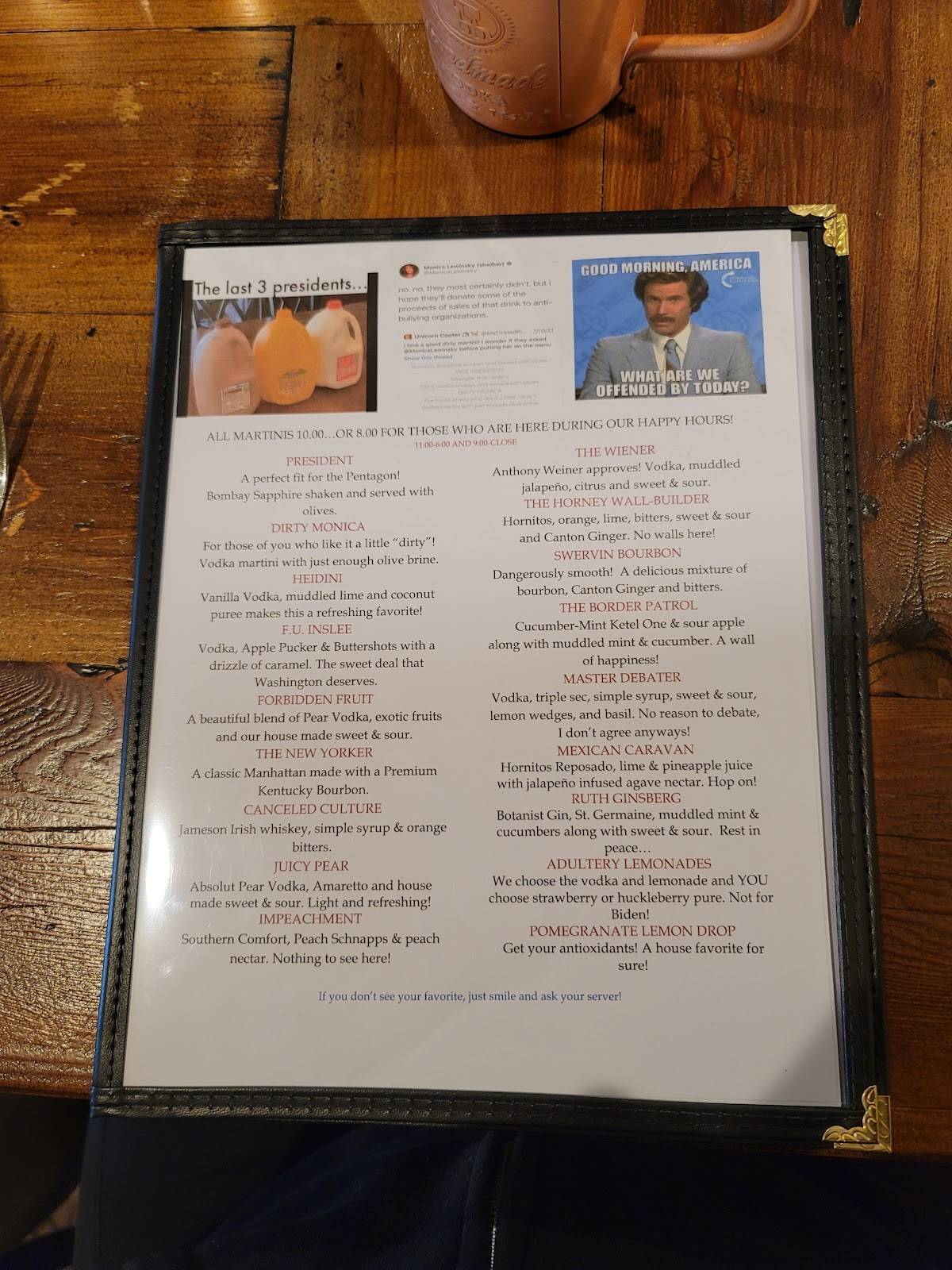 Menu at Pentagon Bistro & Martini Bar, Liberty Lake