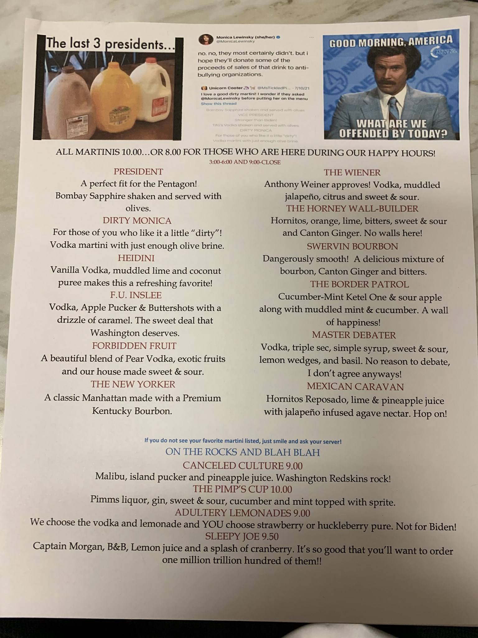 Menu at Pentagon Bistro & Martini Bar, Liberty Lake