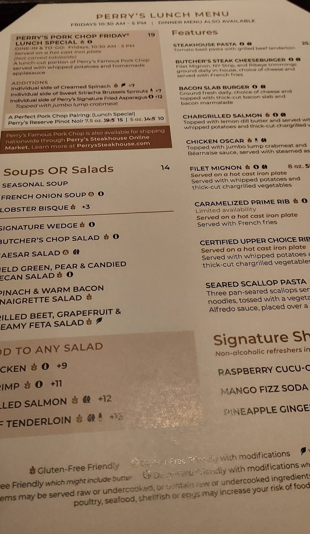 Menu at Perry's Steakhouse & Grille - Schaumburg, Schaumburg